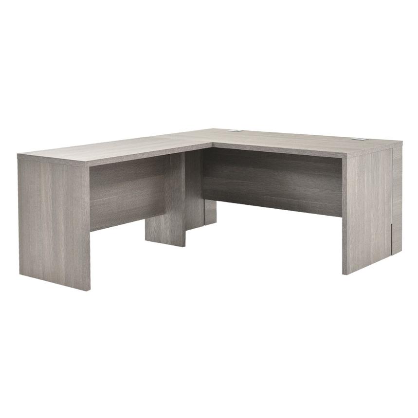 L shaped desk gray wood store
