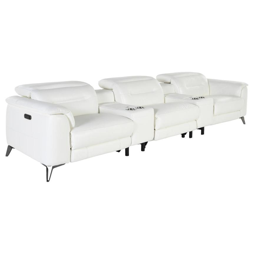 Anabel White Home Theater Leather Seating with 5PCS 3PWR