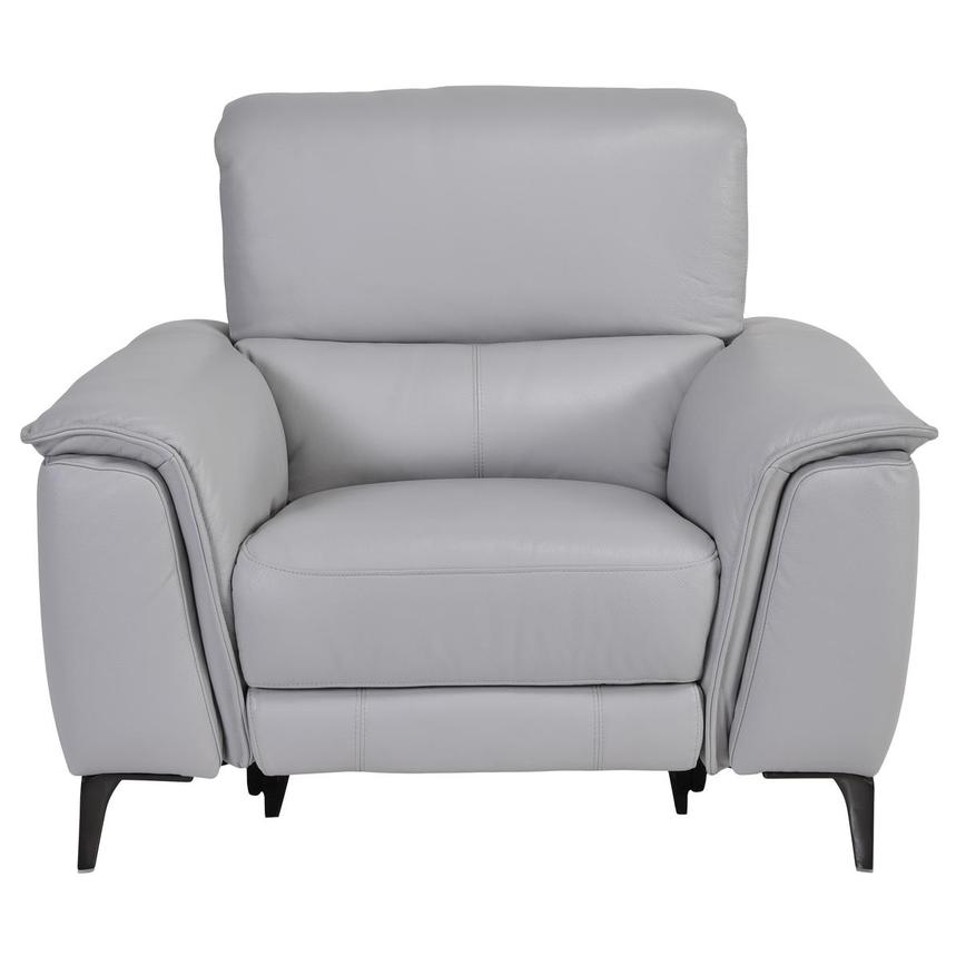 Clayton Light Gray Leather Power Recliner | El Dorado Furniture