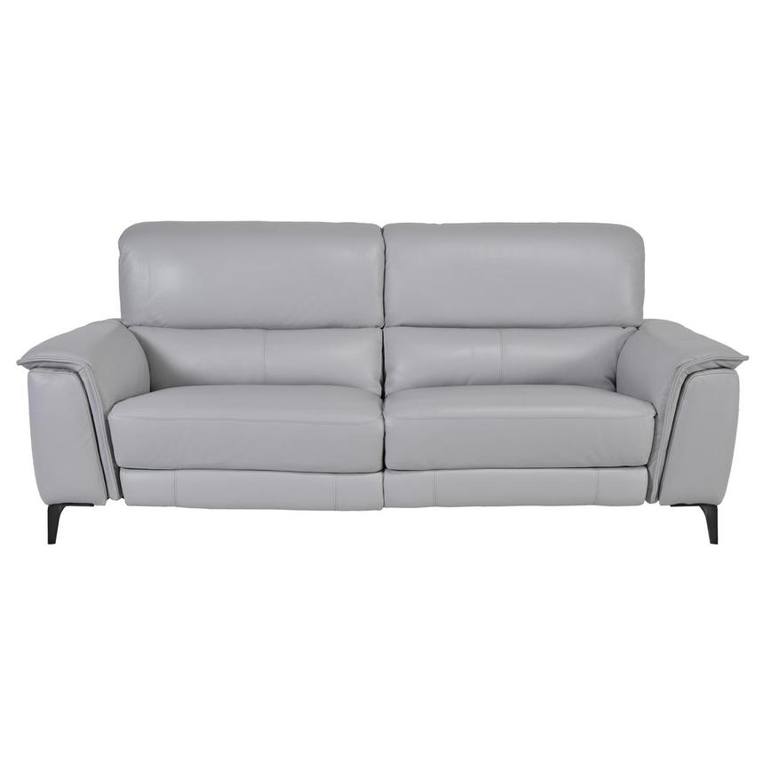 Clayton Light Gray Leather Power Reclining Sofa | El Dorado Furniture