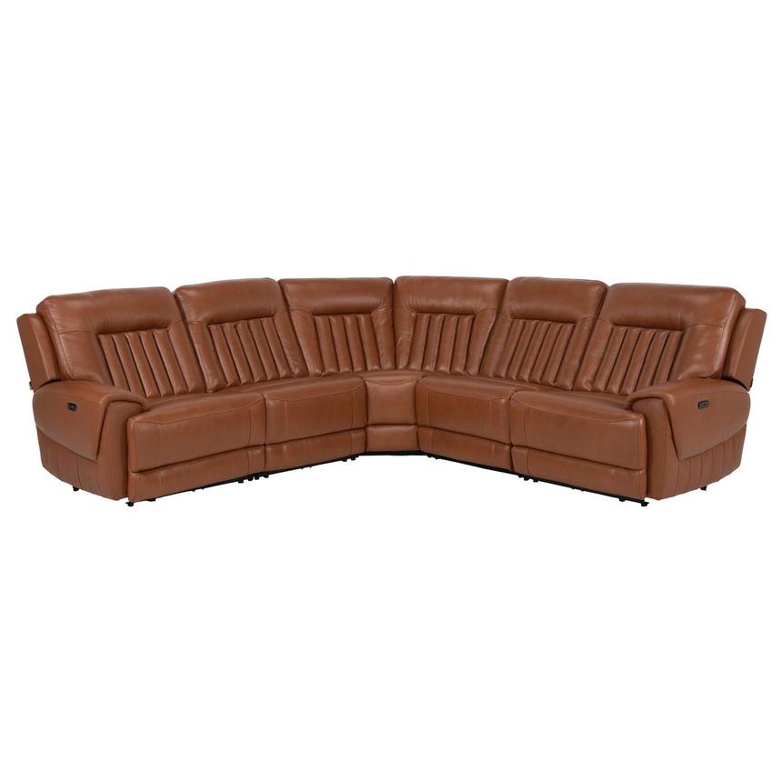 Devin Tan Leather Corner Sofa with 5PCS/2PWR | El Dorado Furniture