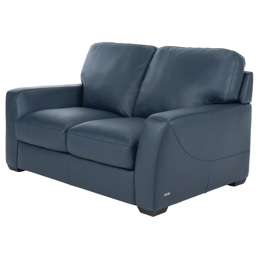 Amadeo Blue Leather Loveseat by Natuzzi Editions | El Dorado Furniture
