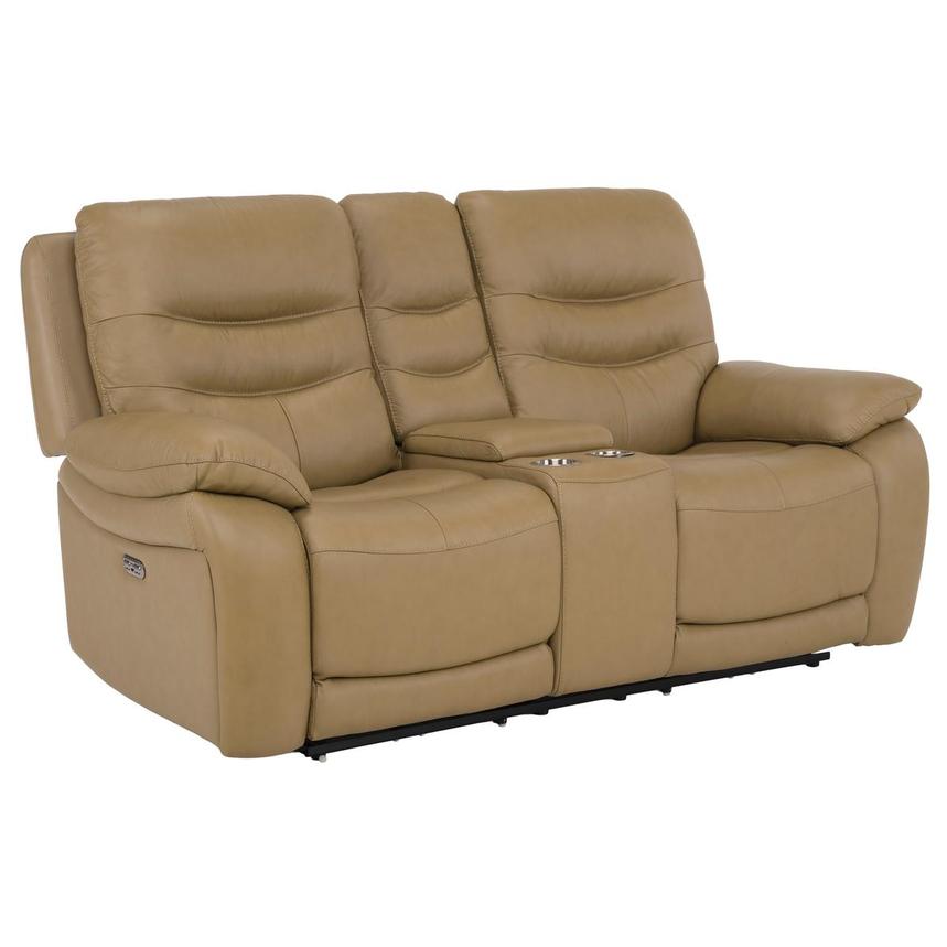 Asher Leather Power Reclining Sofa w/Console | El Dorado Furniture