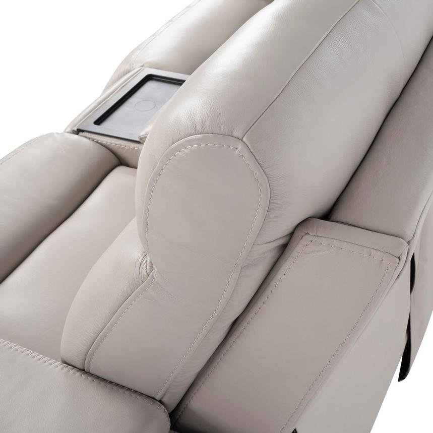 Neptune Gray Leather Power Reclining Sofa w/Console | El Dorado Furniture