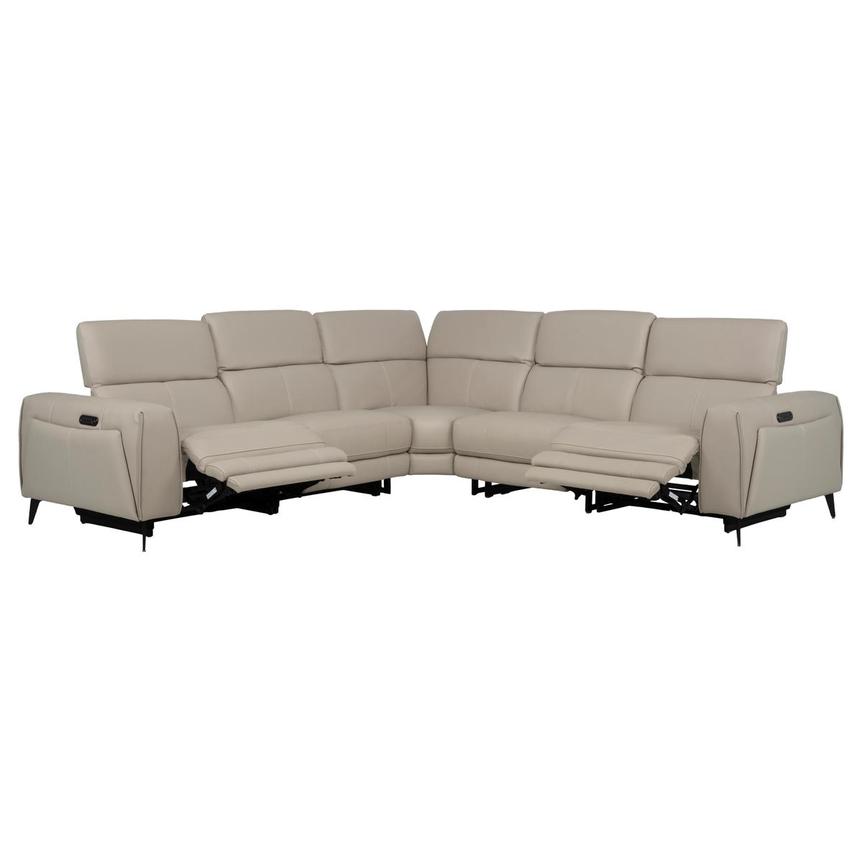 Luke 2.0 Taupe Leather Power Reclining Sectional with 5PCS 2PWR